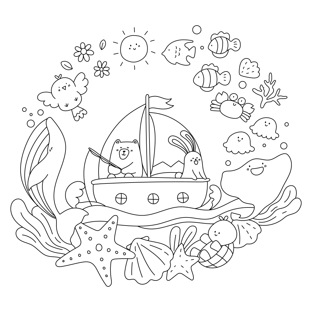 Beach Coloring Pages - Printable - Kids Drawing Hub