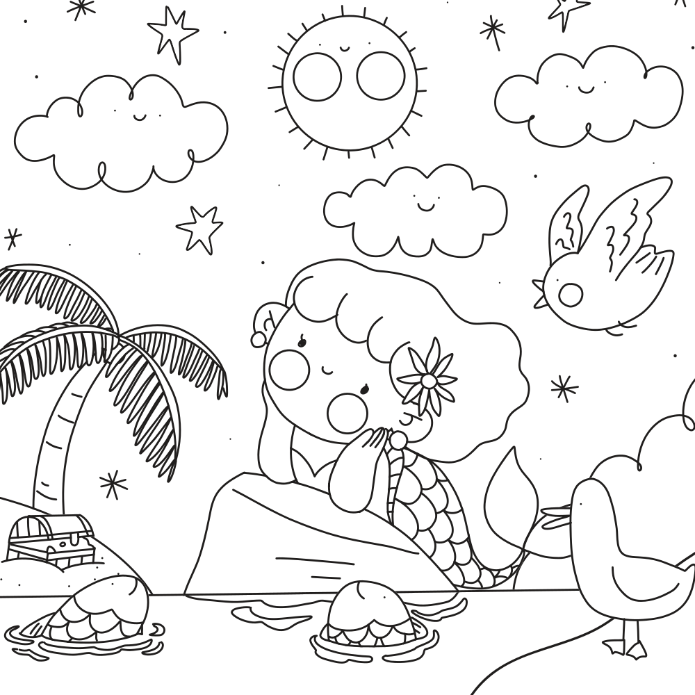 Beach Coloring Pages - Printable - Kids Drawing Hub