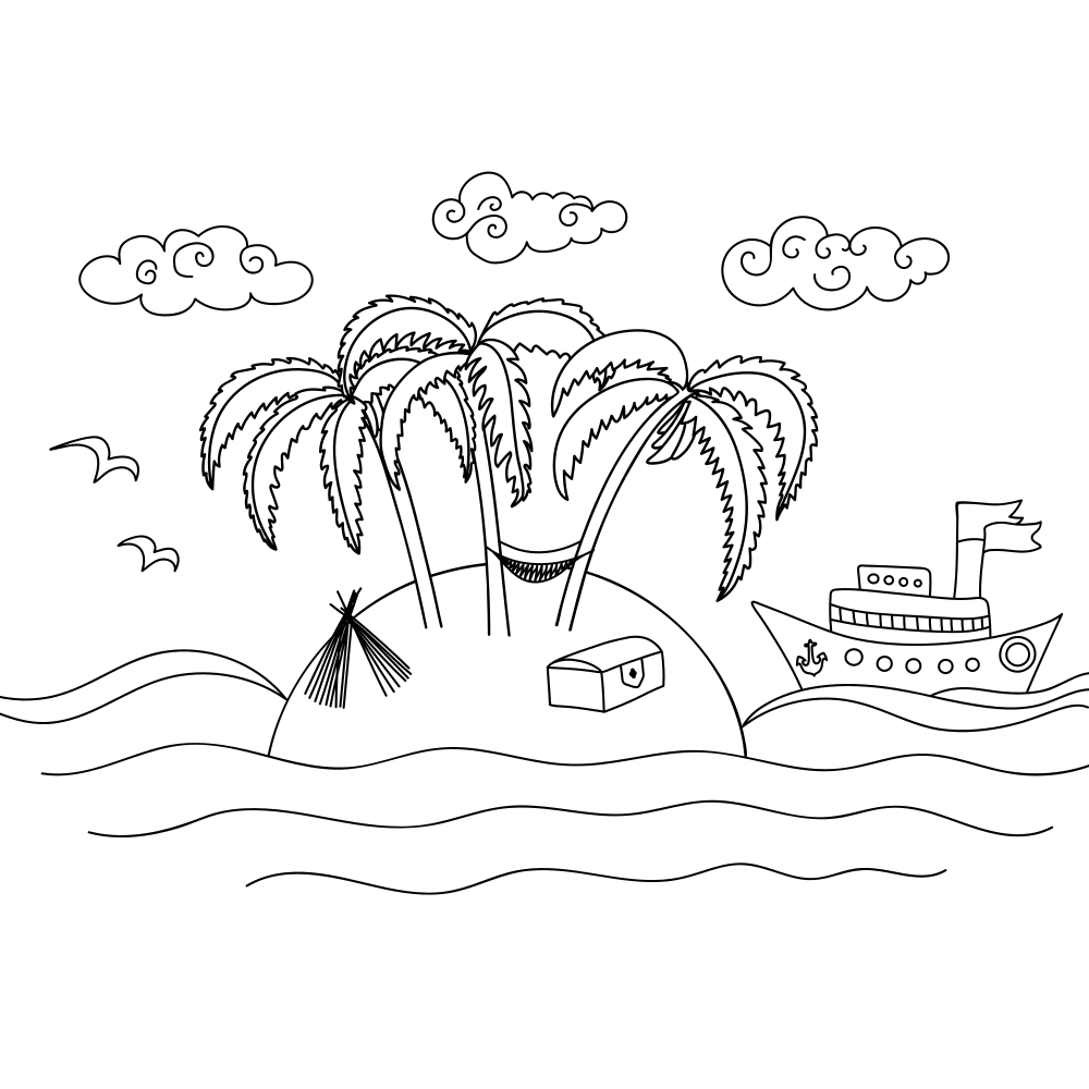 Beach Coloring Pages - Printable - Kids Drawing Hub