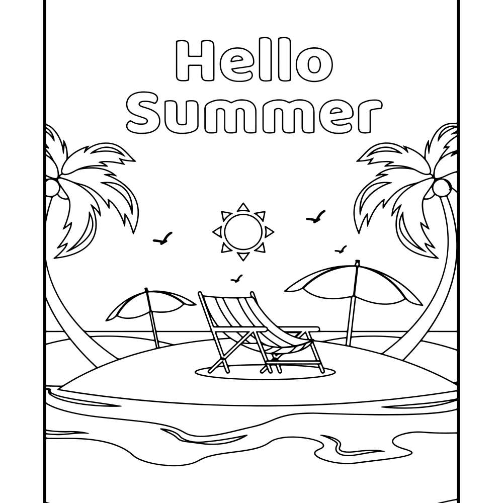 Beach Coloring Pages - Printable - Kids Drawing Hub