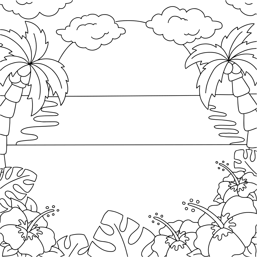 Beach Coloring Pages - Printable - Kids Drawing Hub