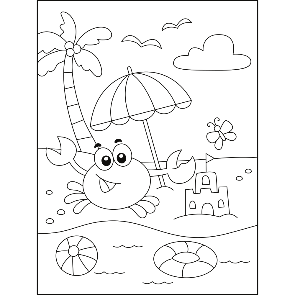 Beach Coloring Pages - Printable - Kids Drawing Hub
