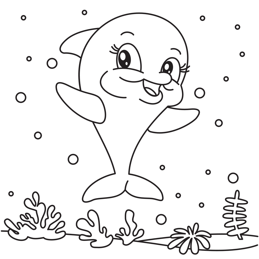 Dolphin Coloring Pages - Printable - Free - Kids Drawing Hub