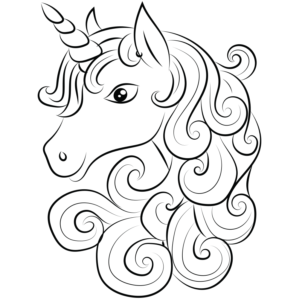 Unicorn Head Coloring Pages - Printable - Kids Drawing Hub